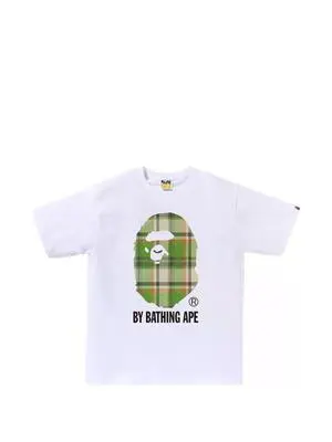 A BATHING APE Ape Head Check-print T-shirt - White