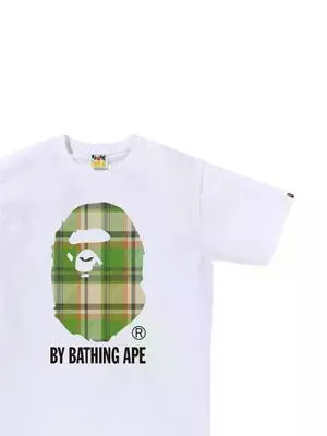 A BATHING APE Ape Head Check-print T-shirt - White