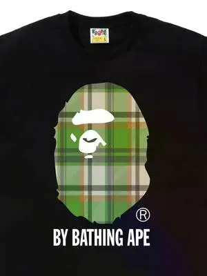 A BATHING APE Ape Head Check-print T-shirt - Black