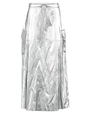 JIJIL Maxi Skirt With Metallic Coated Effect - Silver