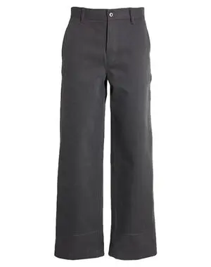 Burberry Cotton Canvas Wide Leg Pants - Charcoal