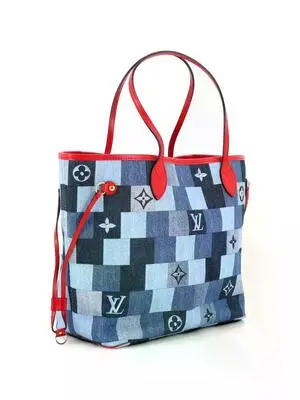 LOUIS VUITTON Neverfull Mm Damier And Monogram Patchwork Denim Tote Bag - Blue
