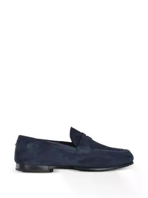 FABI Navy Suede Penny Slot Loafers
