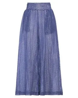ALESSIA SANTI Polyester And Cotton Checked Wide-leg Pants - Blue