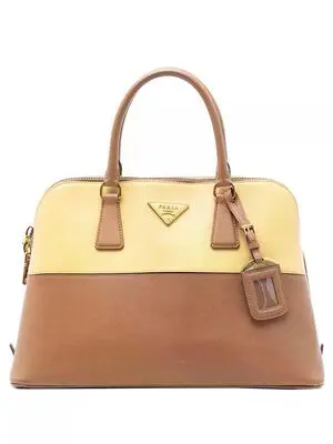 Prada Saffiano Leather Satchel - Brown