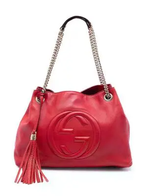 Gucci Soho Chain Tote Bag In Calfskin - Red