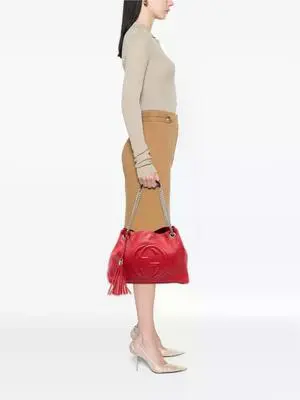 Gucci Soho Chain Tote Bag In Calfskin - Red