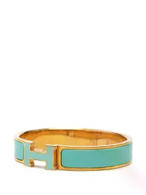 Hermès 20th Century Narrow Enamel Clic H Bracelet Pm - Blue