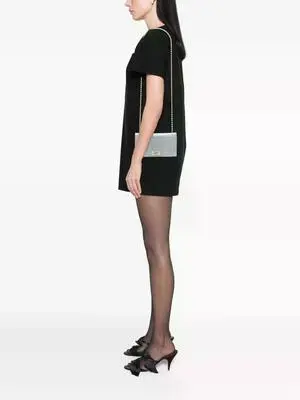 Fendi Metallic Embossed Nappa Logo Chain Clutch Crossbody Bag