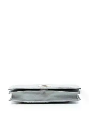 Fendi Metallic Embossed Nappa Logo Chain Clutch Crossbody Bag
