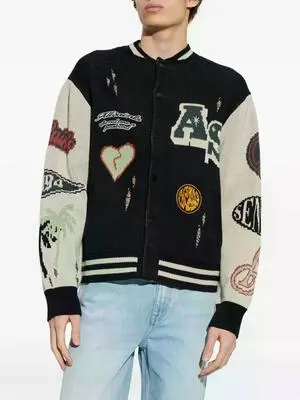 ALLSAINTS Chase Intarsia Knit Distressed Cardigan - Black