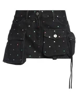 Attico Embellished Denim Pencil Skirt - Black