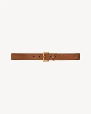 Saint Laurent Cassandre Belt In Suede - Brick