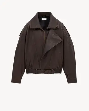 Saint Laurent Oversized Lambskin Bomber Jacket - Brun