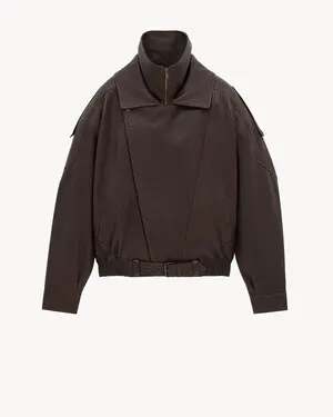 Saint Laurent Oversized Lambskin Bomber Jacket - Brun