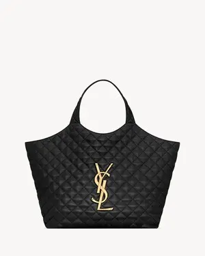 Saint Laurent Icare Maxi Shopping Bag In Quilted Lambskin - Black