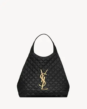 Saint Laurent Icare Maxi Shopping Bag In Quilted Lambskin - Black