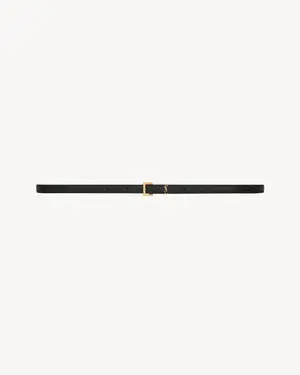 Saint Laurent Cassandre Extra Thin Belt In Smooth Leather - Black