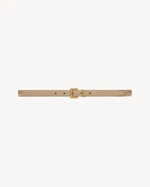 Saint Laurent Saint Laurent Cassandre Thin Belt In Smooth Leather Dark Beige