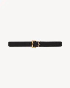 Saint Laurent Cassandre Belt In Grained Leather - Black