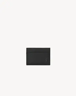 Saint Laurent Cassandre Shadow Card Case In Grained Leather - Black