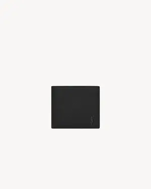 Saint Laurent Cassandre Shadow East/west Wallet With Coin Purse In Grained Leather - Black