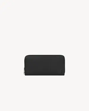 Saint Laurent Cassandre Shadow Zip-around Wallet In Grained Leather