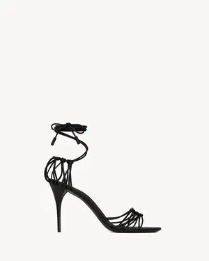 Saint Laurent Babylone Stiletto Sandals In Smooth Leather - Black