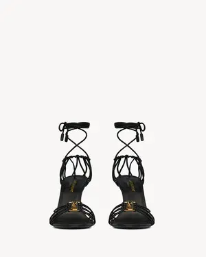 Saint Laurent Babylone Stiletto Sandals In Smooth Leather - Black