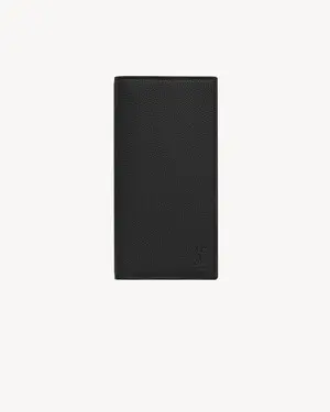 Saint Laurent Cassandre Shadow Continental Wallet In Grained Leather - Black