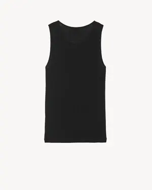 Saint Laurent Cassandre Ribbed Tank Top - Black