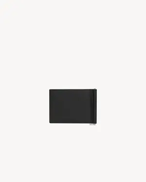 Saint Laurent Cassandre Shadow Bill Clip Wallet In Grained Leather