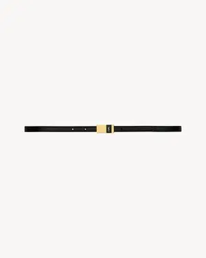 Saint Laurent Thin Anchor Belt In Leather - Black