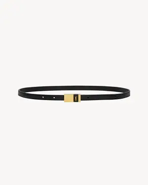 Saint Laurent Thin Anchor Belt In Leather - Black