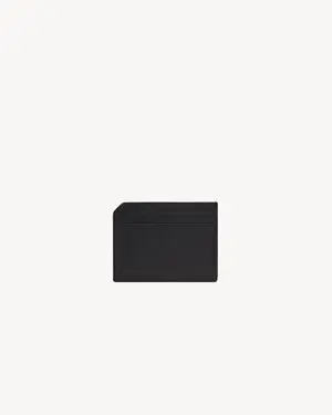 Saint Laurent Tiny Cassandre Open Card Case In Shiny Leather - Black