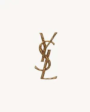 Saint Laurent Cassandre Crocodile Brooch In Metal - Gold