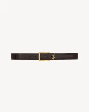 Saint Laurent Cassandre Belt In Shiny Leather - Spiced Apple