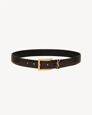 Saint Laurent Cassandre Belt In Shiny Leather - Spiced Apple