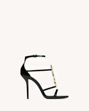 Saint Laurent Cassandra Sandals In Patent Leather - Black