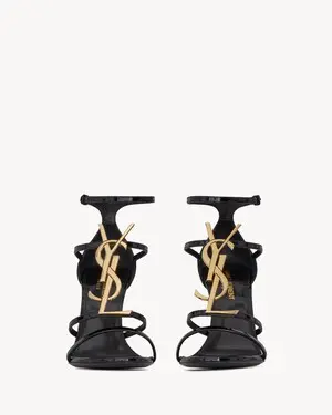 Saint Laurent Cassandra Sandals In Patent Leather - Black