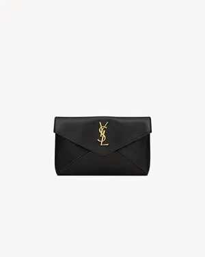 Saint Laurent Cassandre Small Envelope Pouch In Lambskin - Black