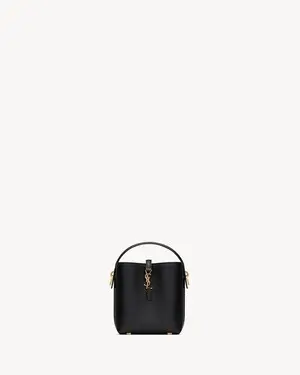 Saint Laurent Le 37 Mini Bucket Bag In Shiny Leather - Black