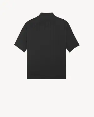 Saint Laurent Shirt In Matte And Shiny Cassandre Striped Silk - Black