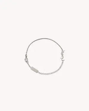 Saint Laurent Cassandre Charm Bracelet In Metal And Rhinestone - Palladium