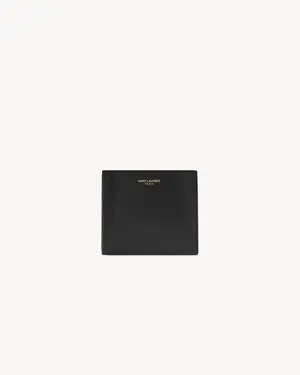 Saint Laurent Paris East/west Wallet With Coin Purse In Coated Bark Leather - Black