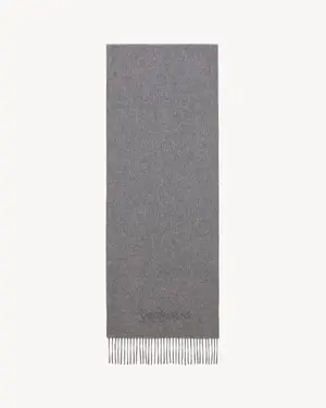 Saint Laurent Emboidered Scarf In Cashmere Jacquard - Graphite