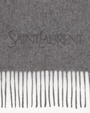 Saint Laurent Emboidered Scarf In Cashmere Jacquard
