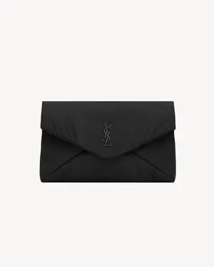 Saint Laurent Cassandre Large Envelope Pouch In Nylon - Black