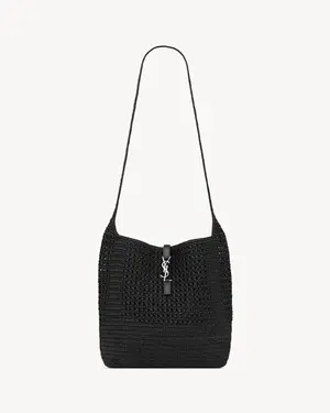 Saint Laurent Le 5 À 7 Medium Tote In Raffia - Black