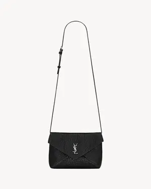 Saint Laurent Cassandre Envelope Messenger In Lambskin - Black